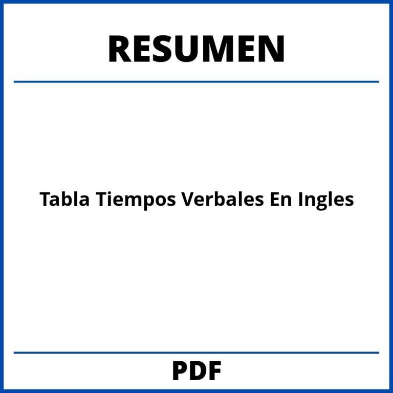 Cuadro Resumen Tiempos Verbales Ingles Cuadro Resumen Tiempos Verbales Ingles